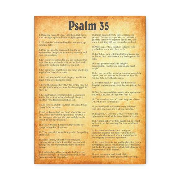 Express Your Love Gifts | Art | Scripture Sign Psalm 35 Chapter Gold Bible Canvas Christian Wall ...